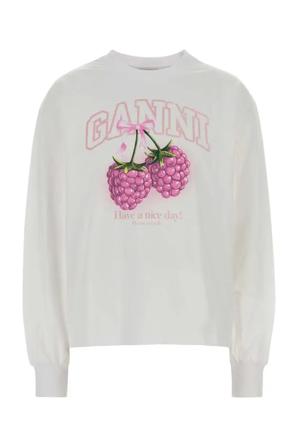 GANNI Oversized Organic Cotton Long-sleeve T-shirt - White