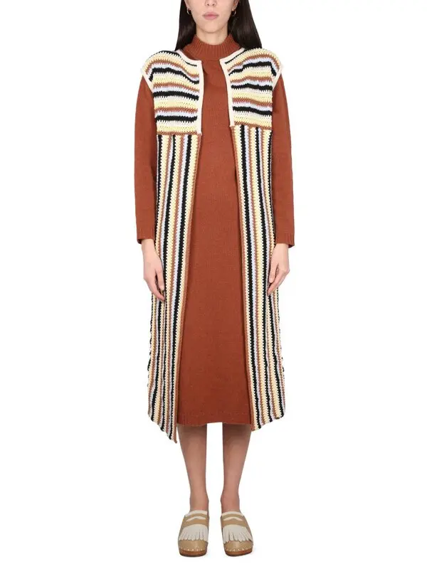 ALYSI Long Vest With Striped Pattern - Multicolour