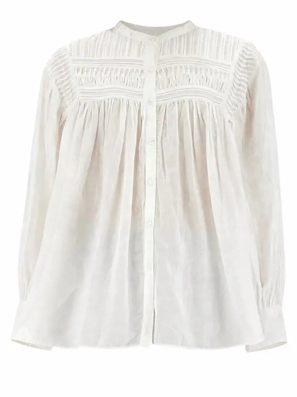 MARANT ETOILE Pintucked Cotton-viscose Shirt - White