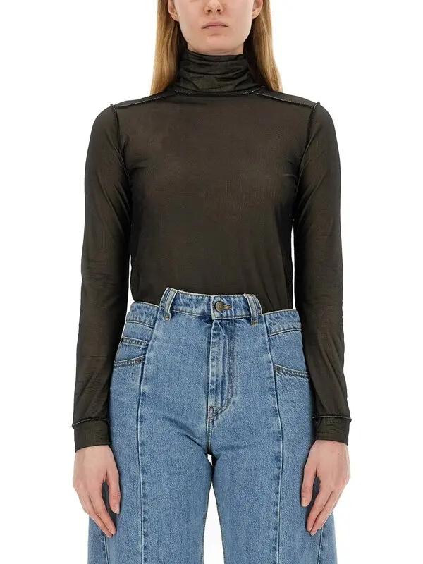 MAISON MARGIELA High Neck Long Sleeve Bodysuit - Black