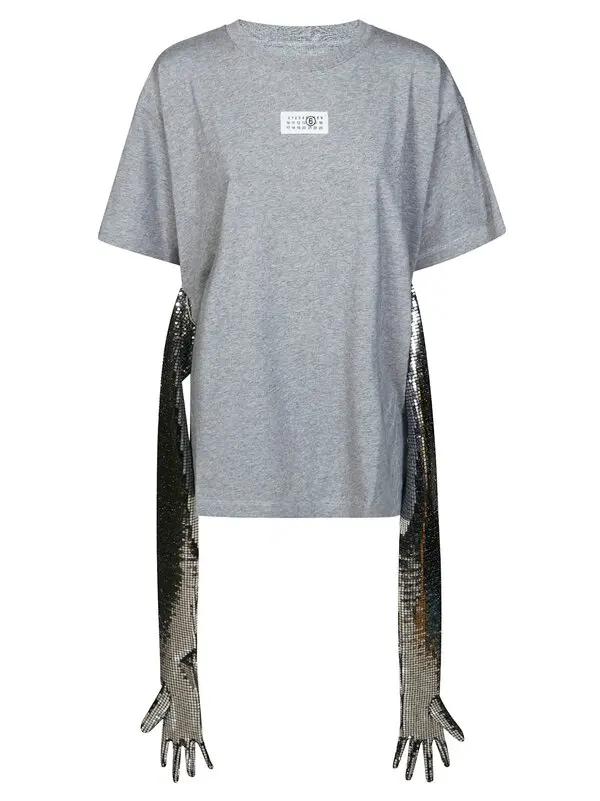 MAISON MARGIELA T-shirt Maxi Con Cintura Guanti - Grigio