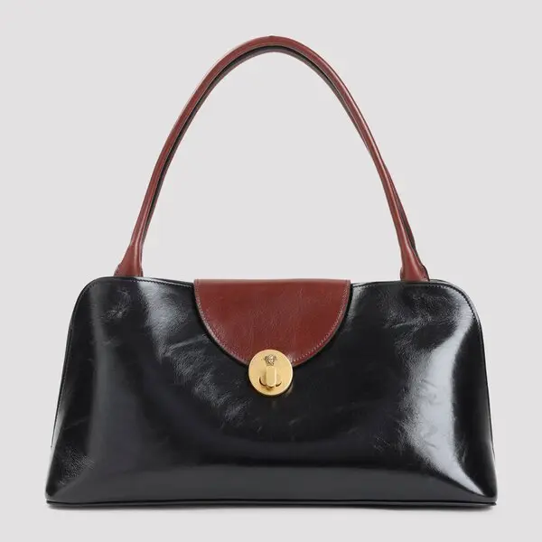 Versace Vivian Medium Glossed-leather Shoulder Bag - Black