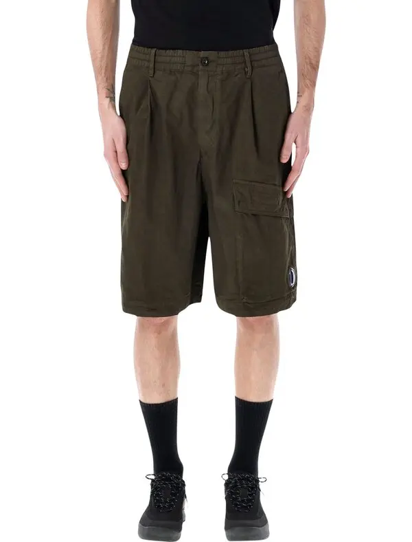 C.P. COMPANY Relaxed Fit Cargo Shorts With Drawstring Waistband - Dk Olive