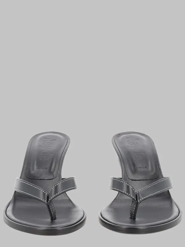 AeydĒ Leather Thong Kitten Heel Sandals