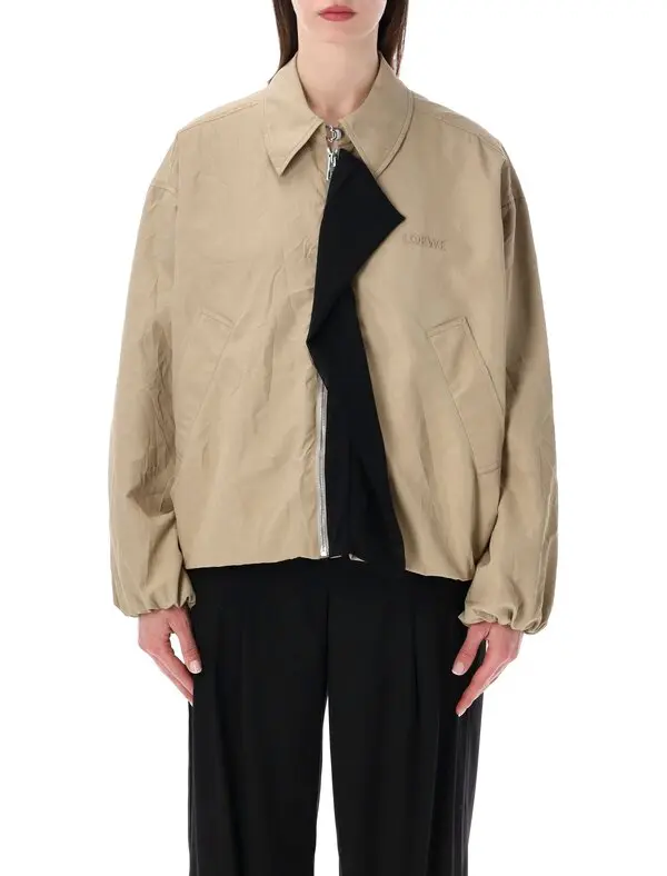 Loewe Logo Embroidered Technical Fabric Jacket - Beige