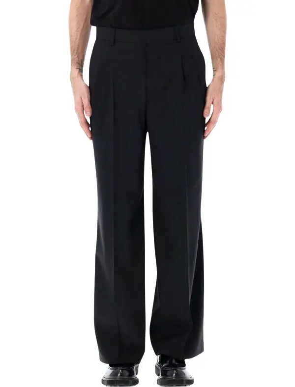 AMI Paris Wool Wide-leg Trousers - Black