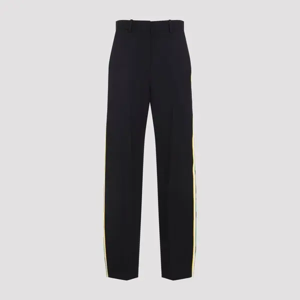 Loewe Tailored Wool Blend Trousers With Contrast Stripe Detail - Black