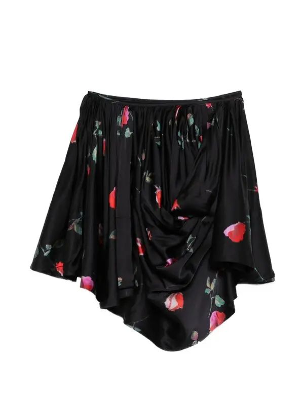 GANNI Printed Mini Skirt With Zip Closure - Black