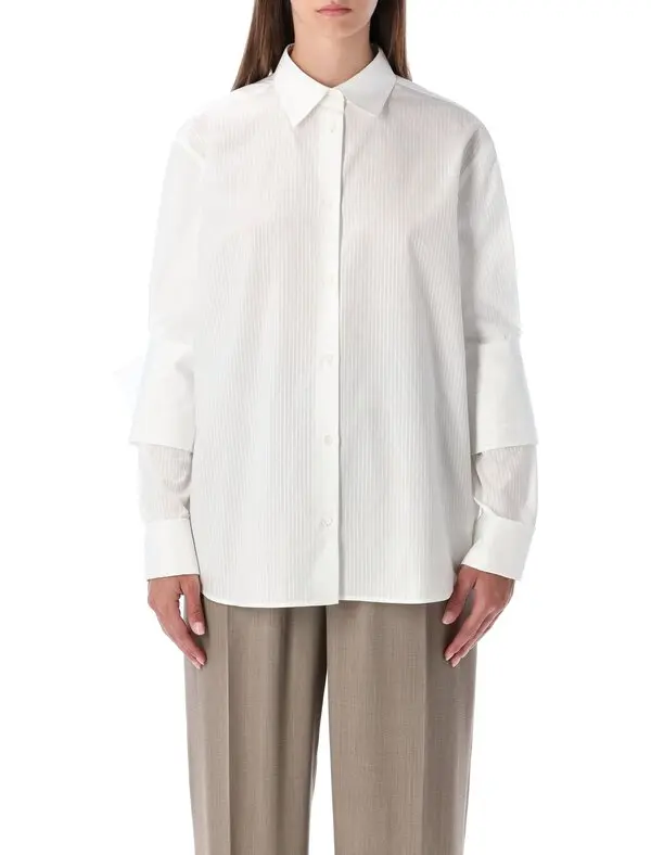 Loewe Long-sleeved Textured Cotton Shirt - White