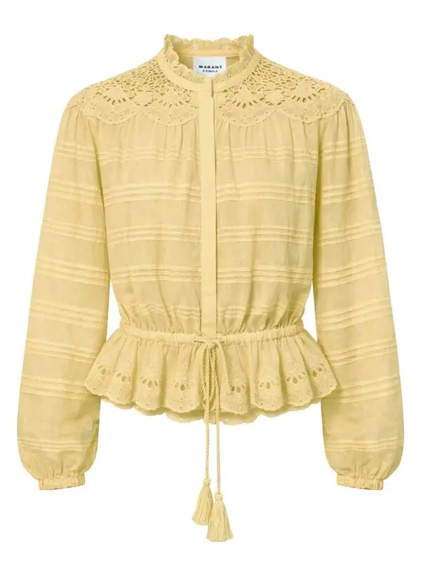 MARANT ETOILE Polly Lace-trimmed Organic Cotton-voile Blouse - Green