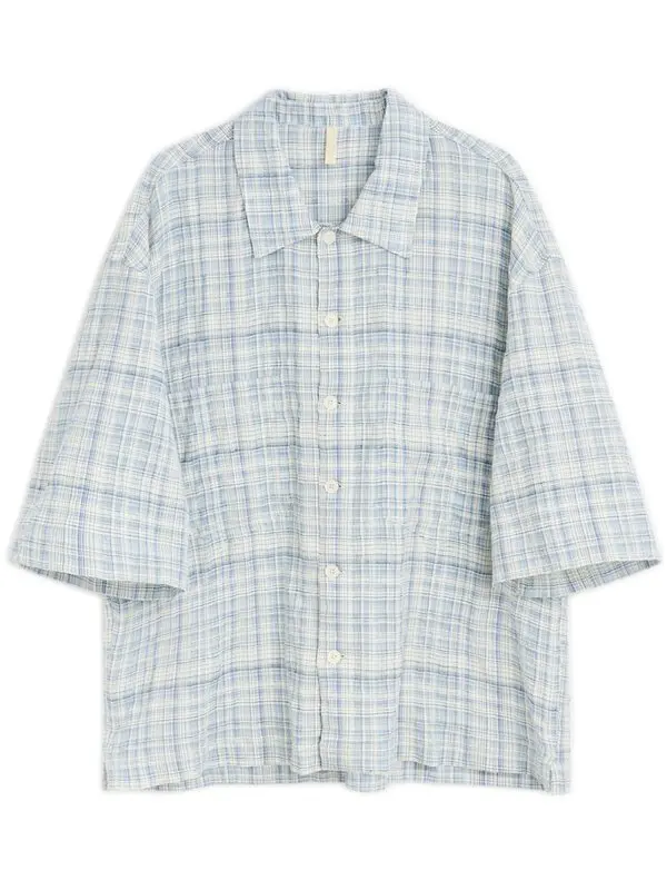 SUNFLOWER Short Sleeve Ptheid Shirt - Blue