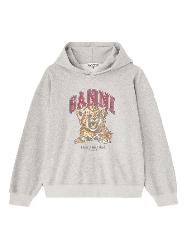GANNI Tiger Print Graphic Sweatshirt - Grey