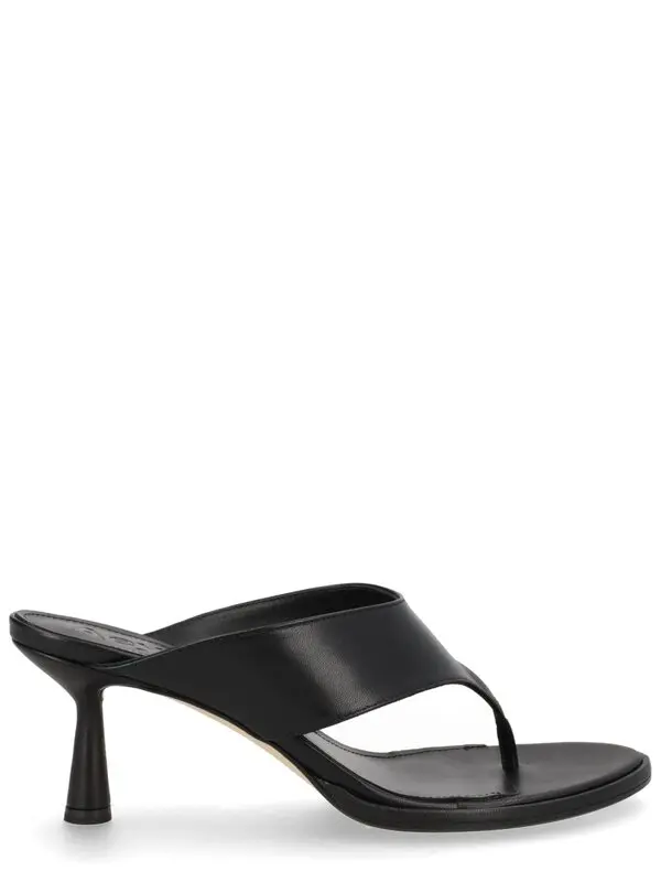 AeydĒ Nappa Leather High Heel Thong Sandals - Black