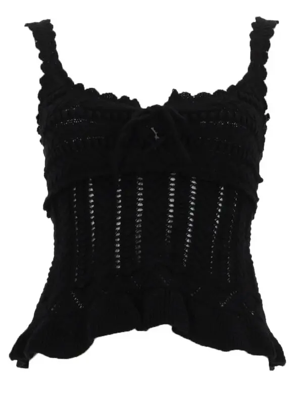 MARANT ETOILE Sleeveless Lace Embroidered Peplum Top - Black