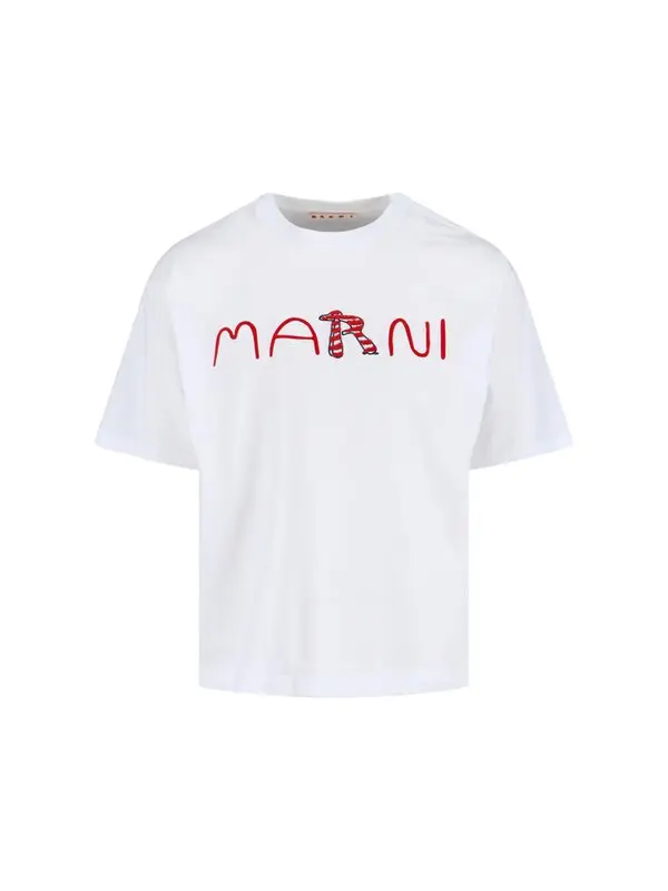 Marni Graphic Cotton Knit T-shirt - White