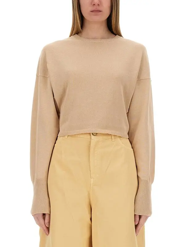 ALYSI Cropped Cotton Shirt - Nude