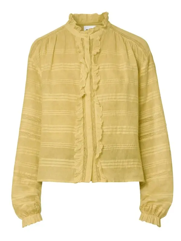 MARANT ETOILE Button-up Ruffled Cotton Shirt - Green