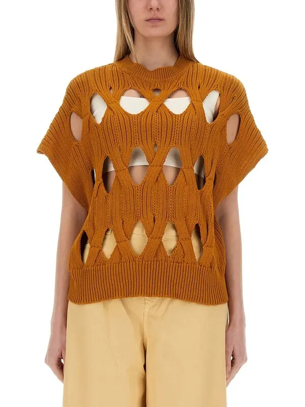 ALYSI Cut-out Knit Top - Orange