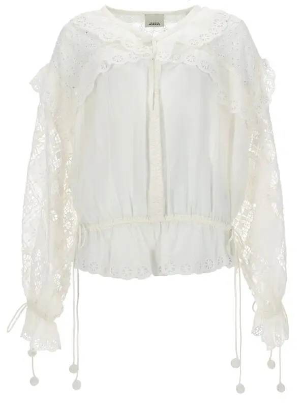 Isabel Marant Étoile Embroidered Lace Long Sleeve Blouse
