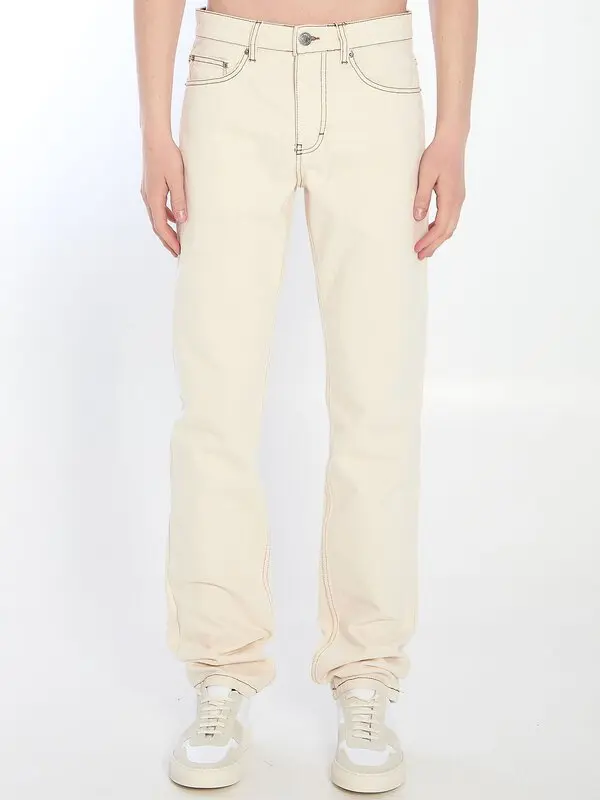 AMI Paris Classic Fit Straight Leg Pants - Whitecream