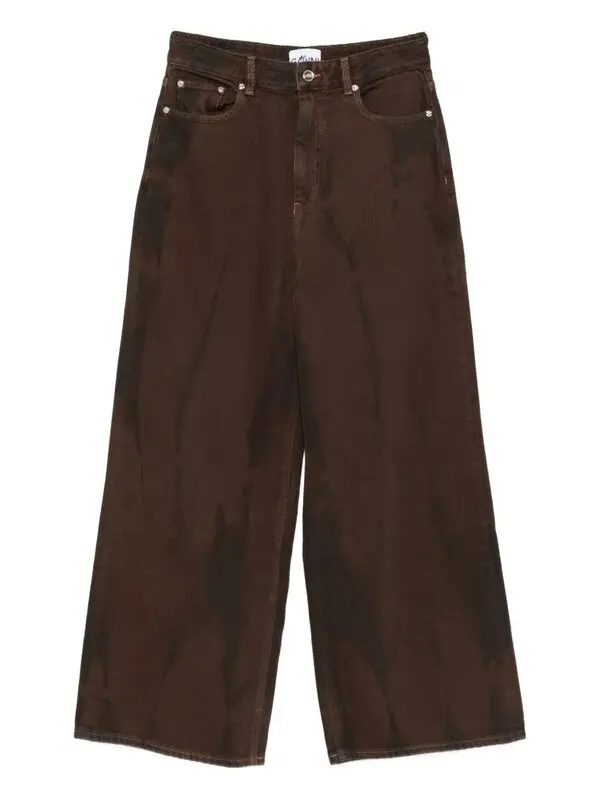 GANNI Organic Cotton High-waisted Jeans - Brown