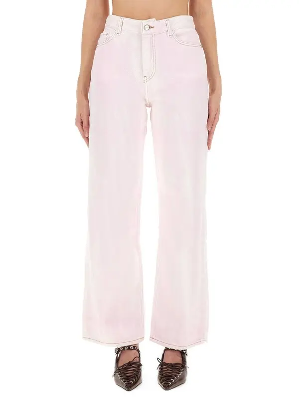 GANNI Organic Cotton High-waisted Jeans - Pink