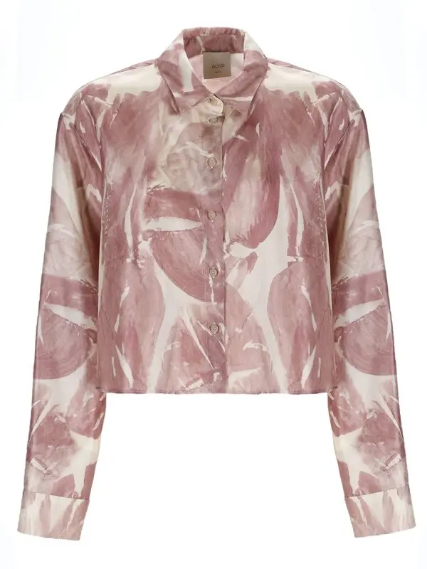 ALYSI Printed Silk Shirt With Pointed Collar