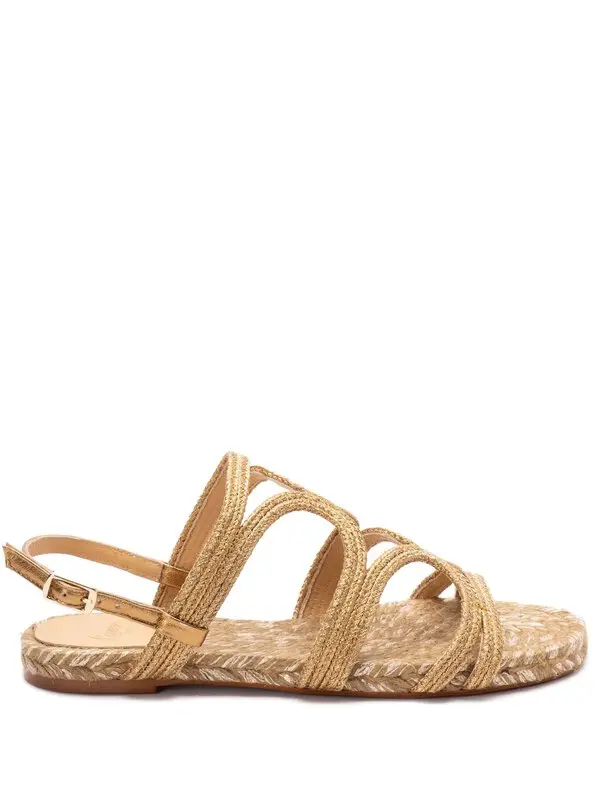 CastaÑer Handcrafted Metallic Wedge Espadrille Sandals With Buckle Closure - Oro