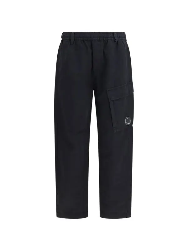 C.P. COMPANY Cotton And Linen Cargo Pants With Internal Drawstring Waist - Black