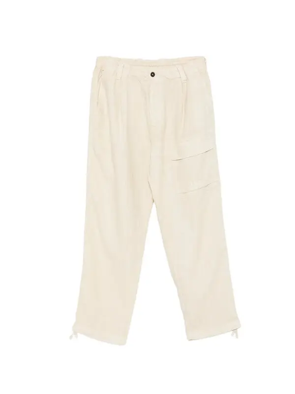 C.P. COMPANY Linen Cargo Pants With Drawstring Waist - Beige