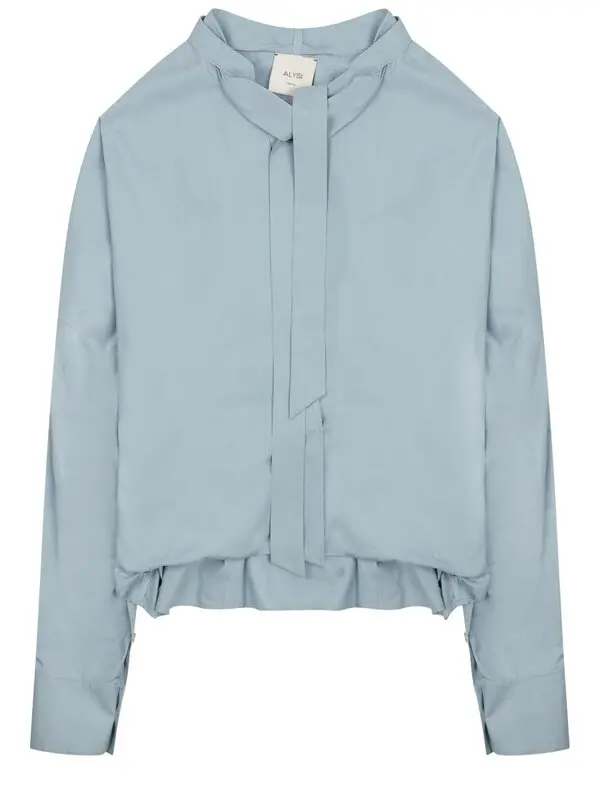ALYSI Cotton Tie Detail Shirt - Azure