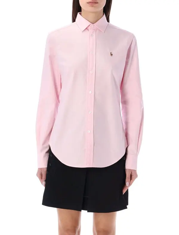 Polo Ralph Lauren Oxford Cotton Striped Shirt With Embroidered Logo - Bath Pink