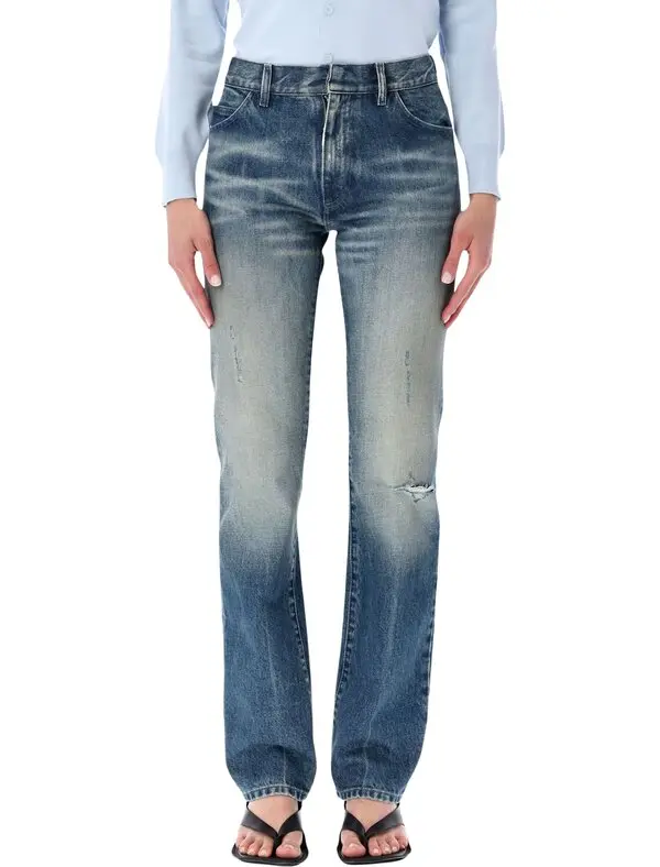 MAISON MARGIELA Distressed Straight-leg Jeans - Mid Blue