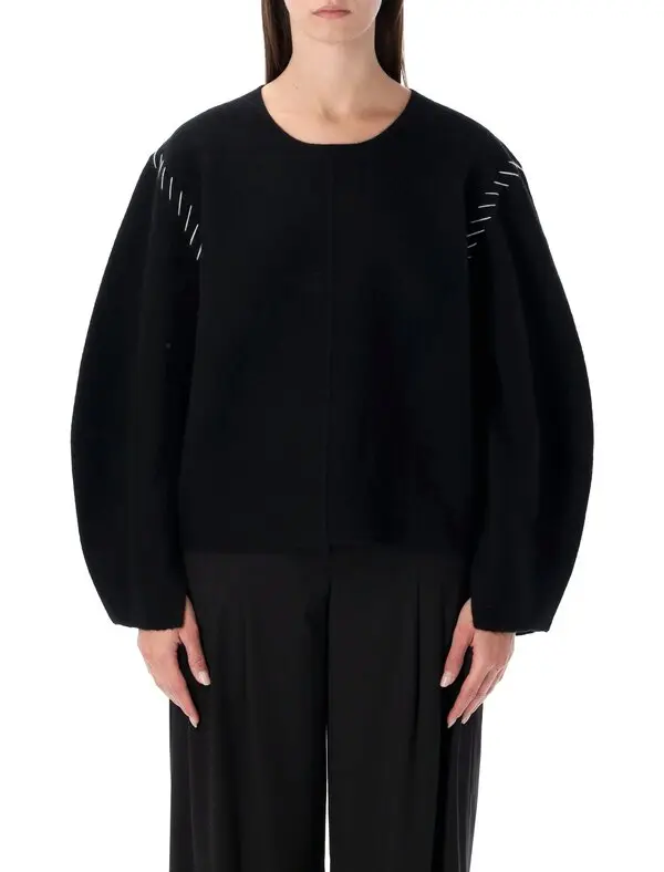 THE GARMENT The Oslo Wool Sweater With Voluminous Sleeves And Stitch Detailing - Black