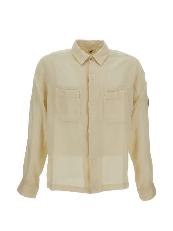 C.P. COMPANY Linen Long-sleeved Shirt With Functional Pockets For