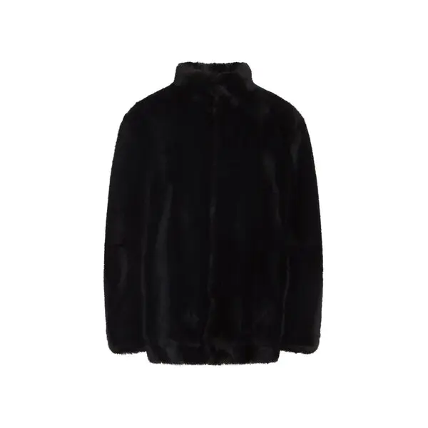 MAISON MARGIELA Faux Fur High Neck Zip Jacket - Brown
