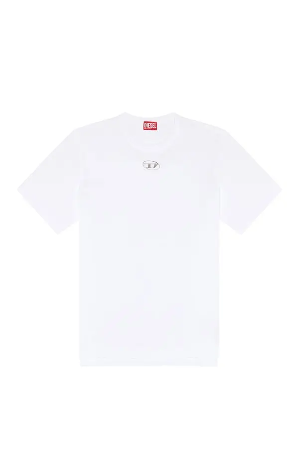 DIESEL® Silver Metallic Oval D T-shirt Size - Bianco