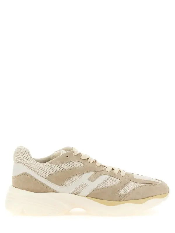 Hogan Suede And Leather Sneakers - Beige