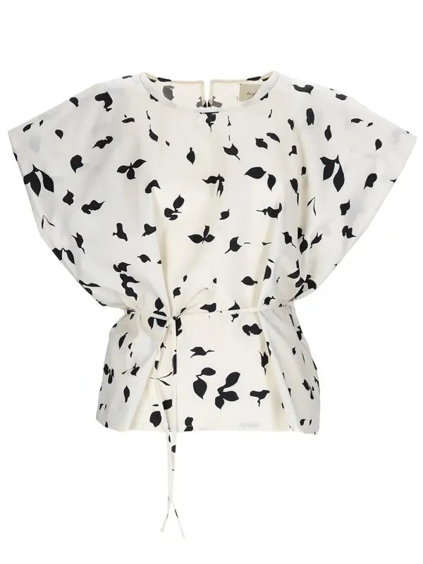 ALYSI Mini Cotton Sleeveless Top With Ribbon Detail - White