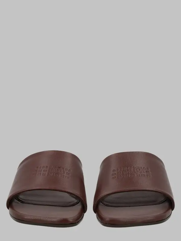 MAISON MARGIELA Leather Slide Sandals - Brown