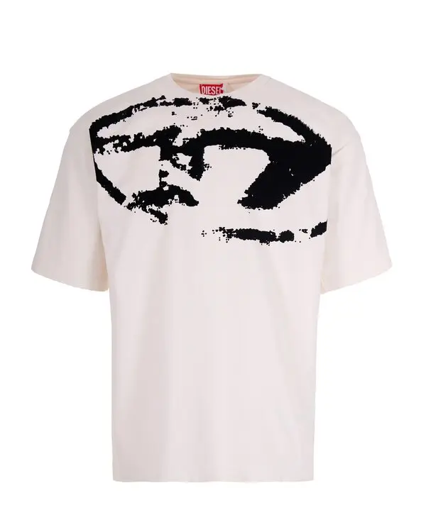 DIESEL® Relaxed Fit Flocked Logo T-shirt - Bianco