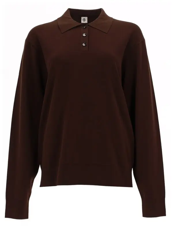 THE GARMENT Long Sleeve Polo Shirt - Brown