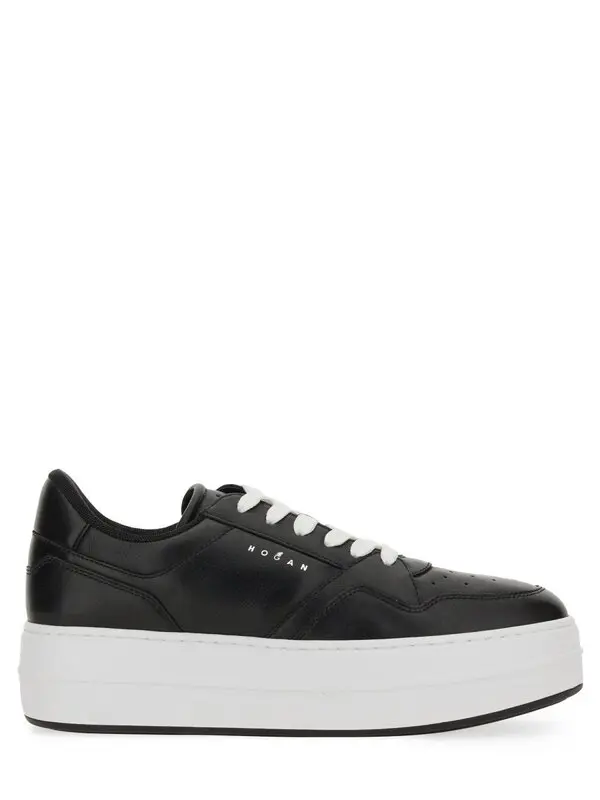 Hogan Skyscraper Platform Leather Sneakers - Black