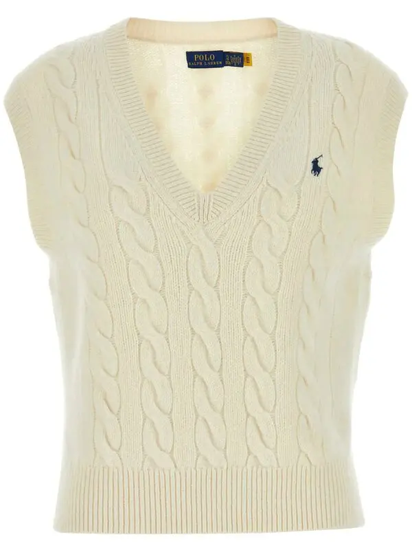 Polo Ralph Lauren Rib-knit V-neck Sleeveless Sweater - Bianco