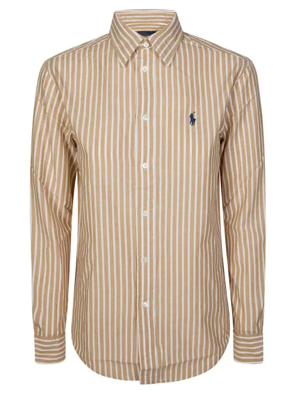 Polo Ralph Lauren Striped Cotton And Linen Button-up Shirt - Beige