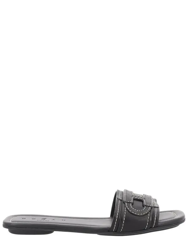 Hogan Chic Mini Calf Leather Sandals - Black