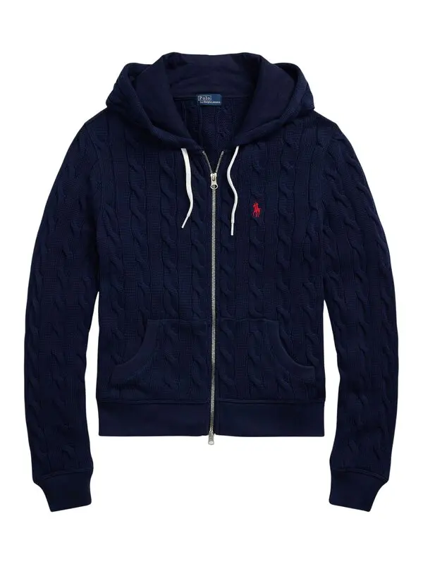 Ralph Lauren Cable Knit Zip-up Hoodie - Navy