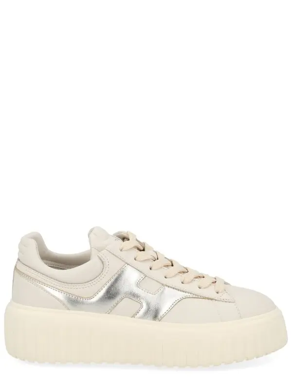 Hogan Platform Lace-up Sneakers With Glitter Detailing - Multicolour