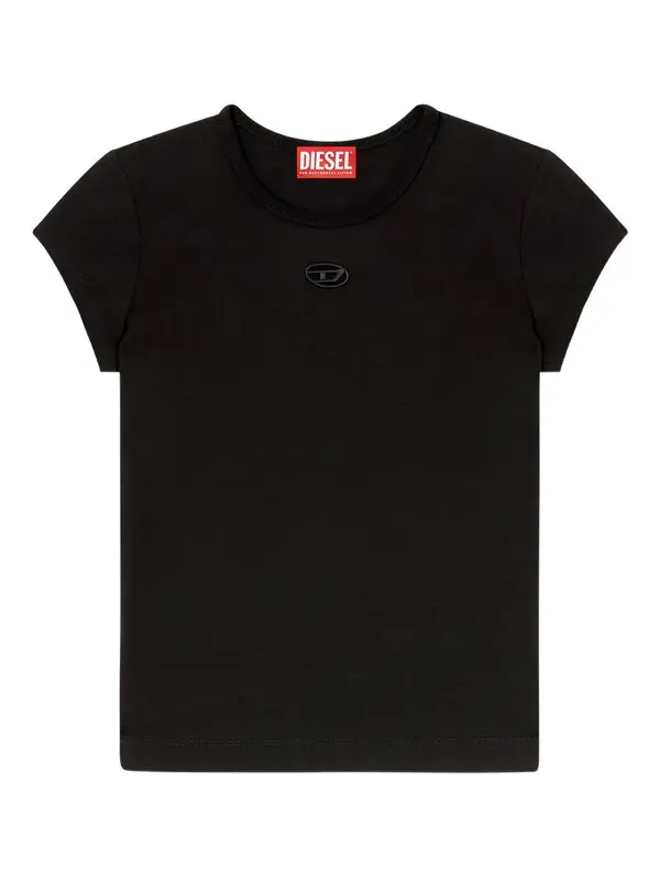 DIESEL® Slim Fit Round Neck T-shirt With Embroidered Logo - Nero