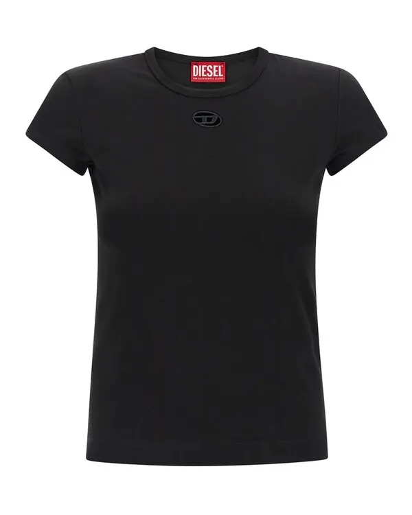DIESEL® Slim Fit Round Neck T-shirt With Embroidered Logo - Nero